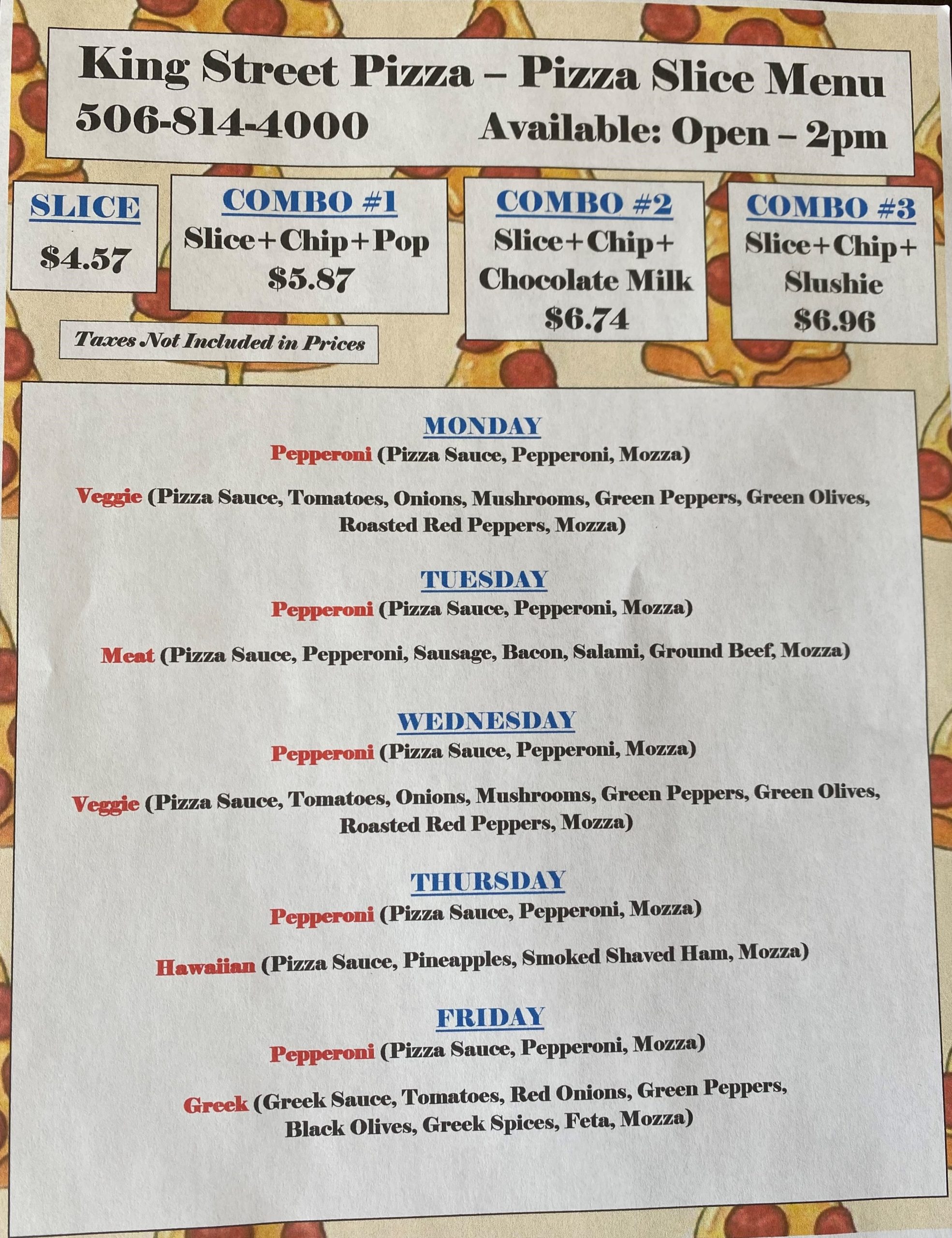 Pizza By the Slice (Open to 2pm) - King Street Pizza